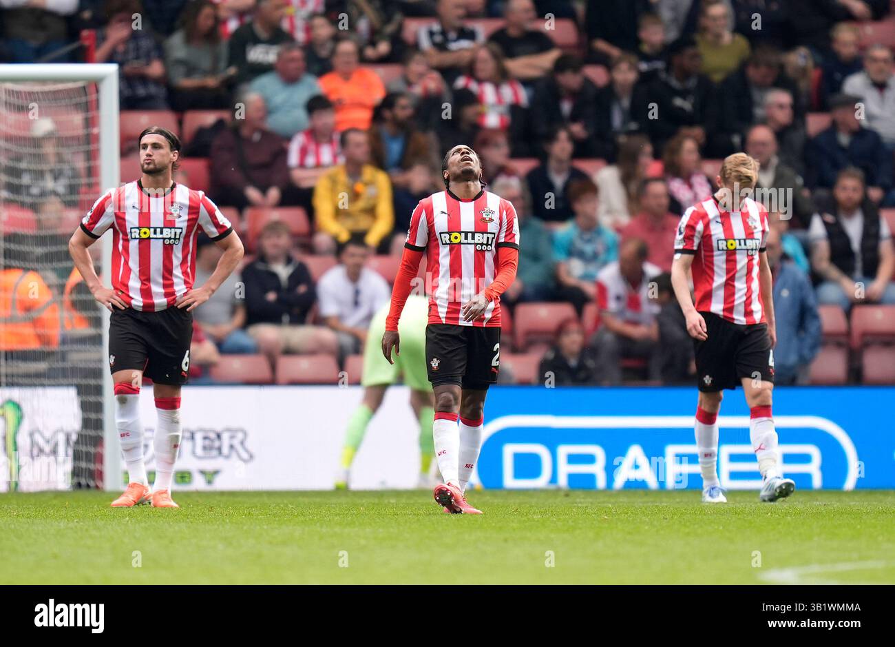 Southampton's Taylor Harwood-Bellis (left), Kyle Walker-Peters and ...
