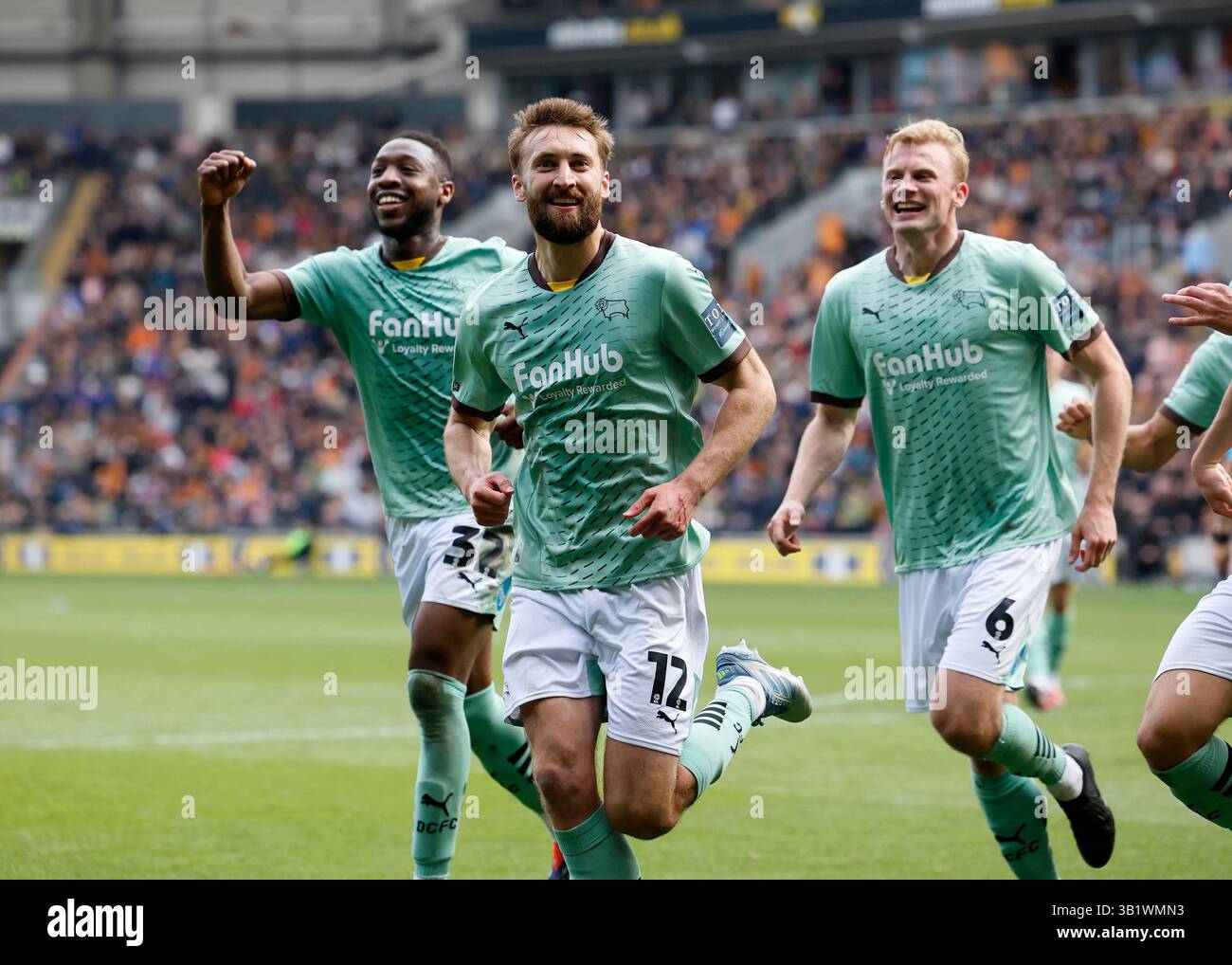 Derby County's Nathaniel Phillips celebrates after scoring during the ...