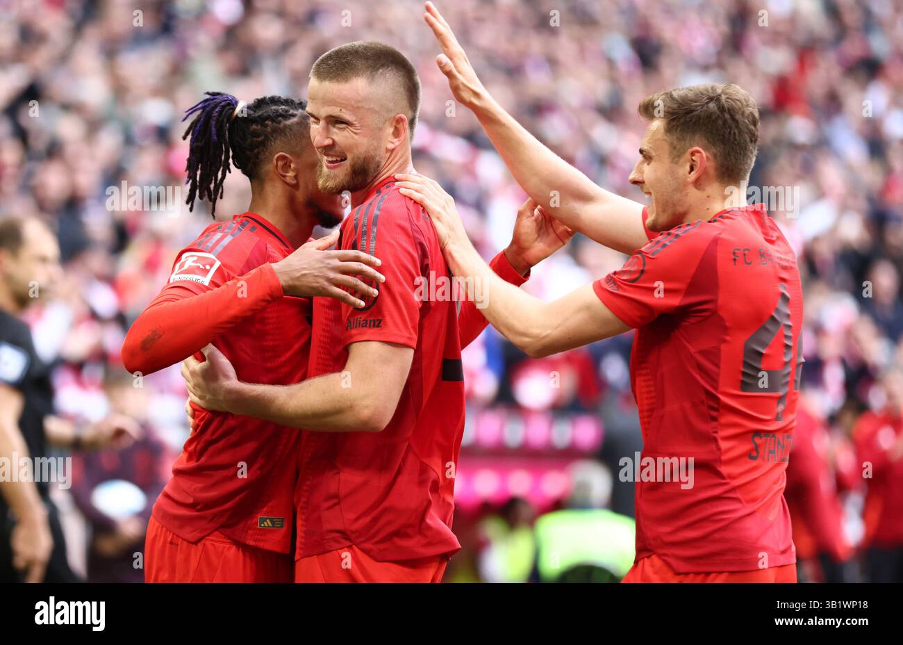 MUNICH, GERMANY - APRIL 26: Eric Dier of Bayern Muenchen celebrates as ...