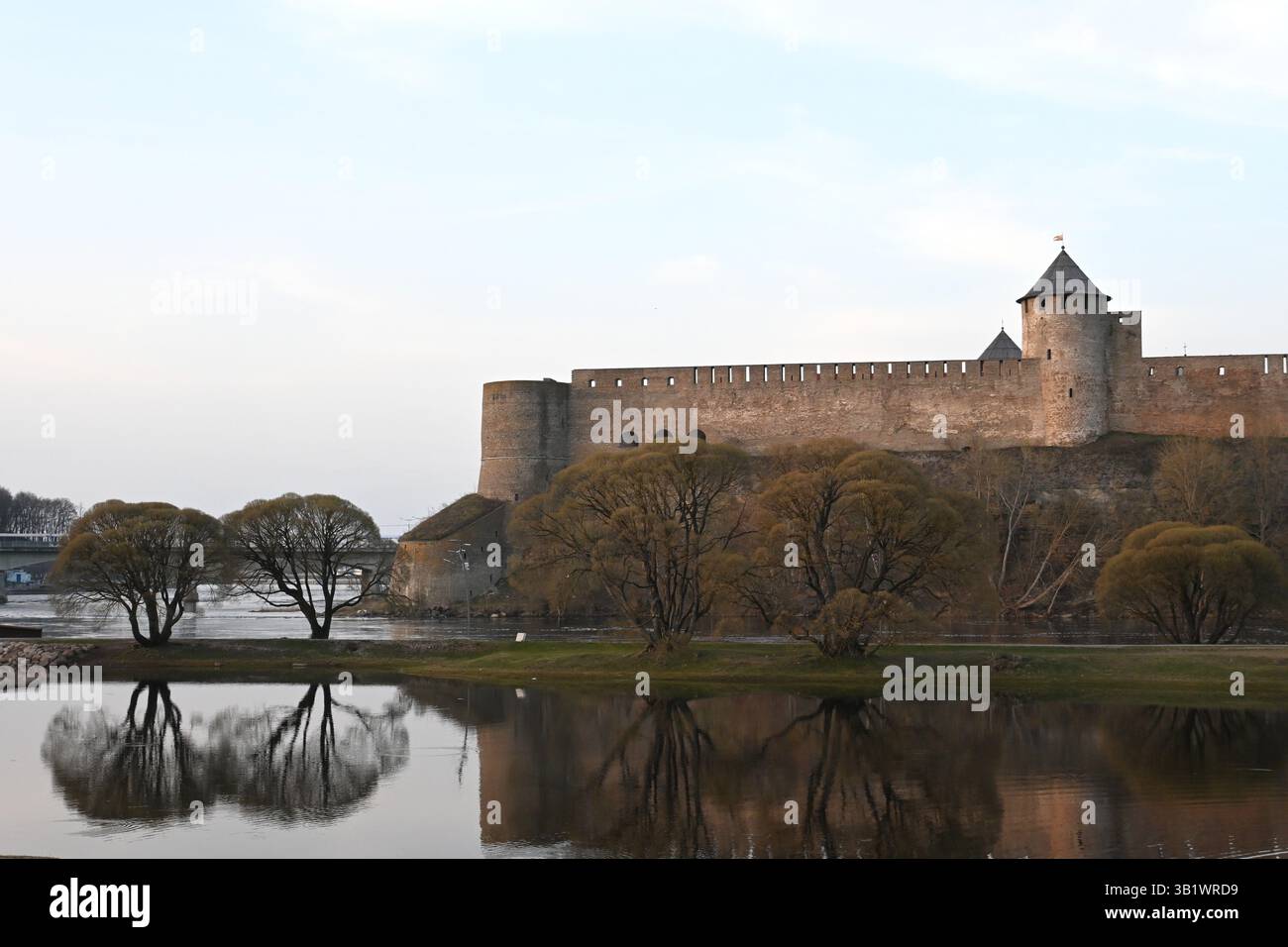 Narva, Estonia, April 18, 2025: Castle in Russian town of Ivangorod on ...