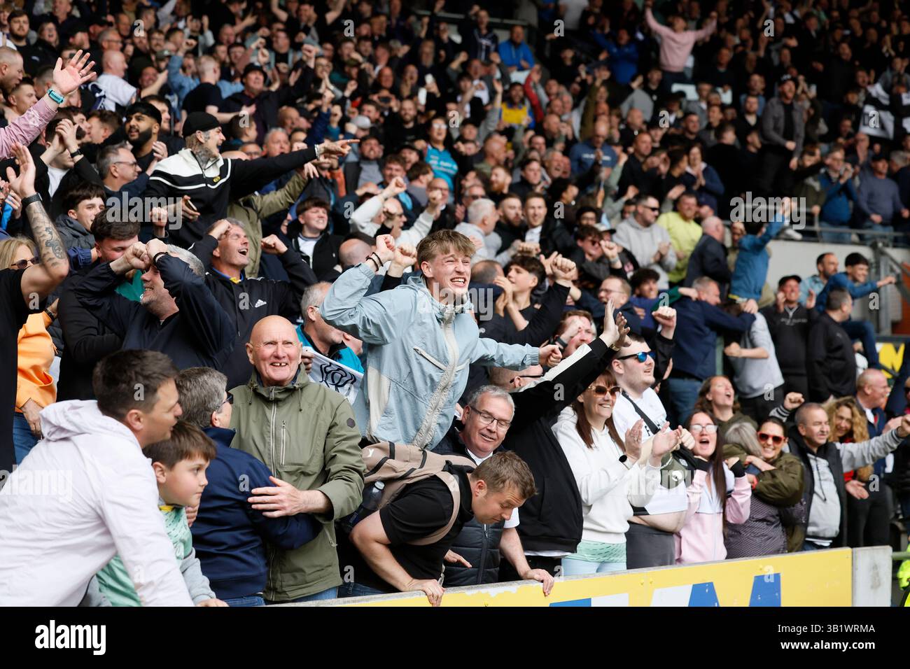 Happy Derby fans during the Sky Bet Championship match at MKM Stadium ...