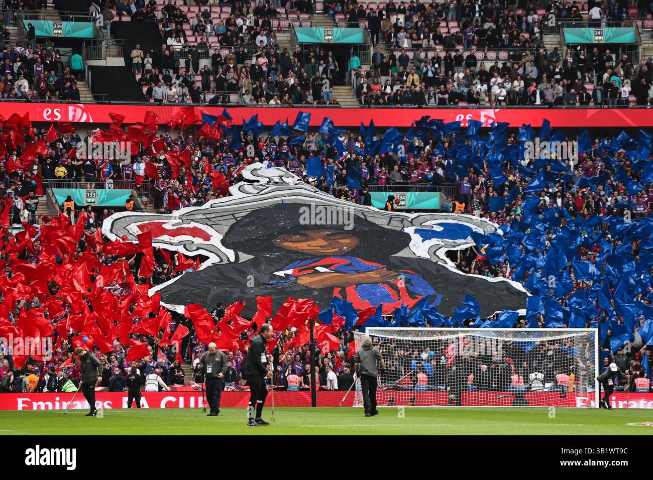 London, UK. 26th Apr, 2025. A Crystal Palace tifo during the Emirates ...