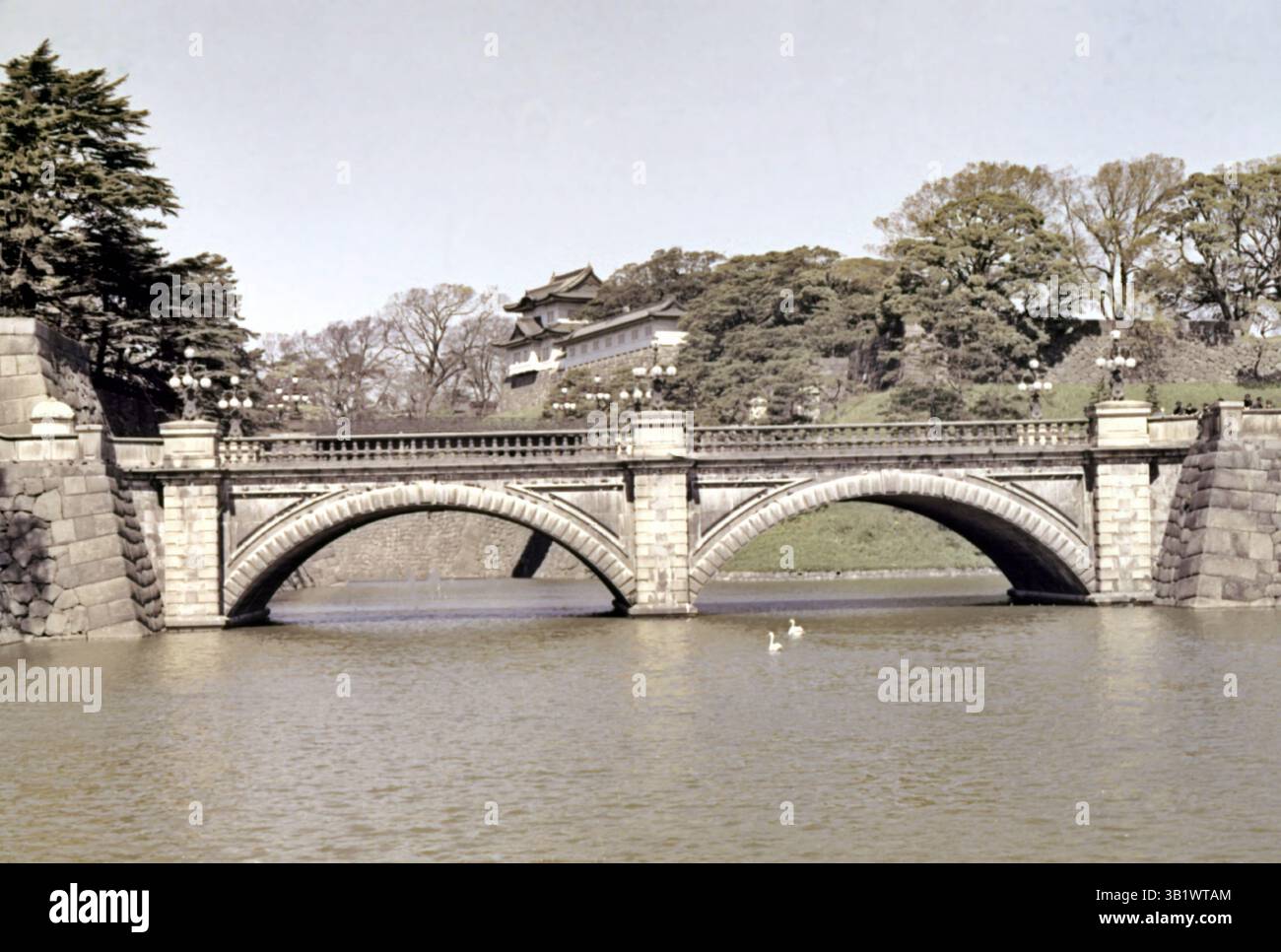 Vintage photo of Kokyo Gaien (The Imperial Palace Outer Gardens): Main Gate Stone Bridge in ...