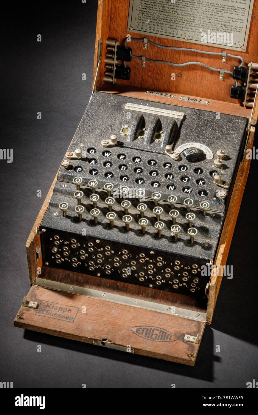 Historical Enigma machine typewriter with keyboard as a symbol for ...