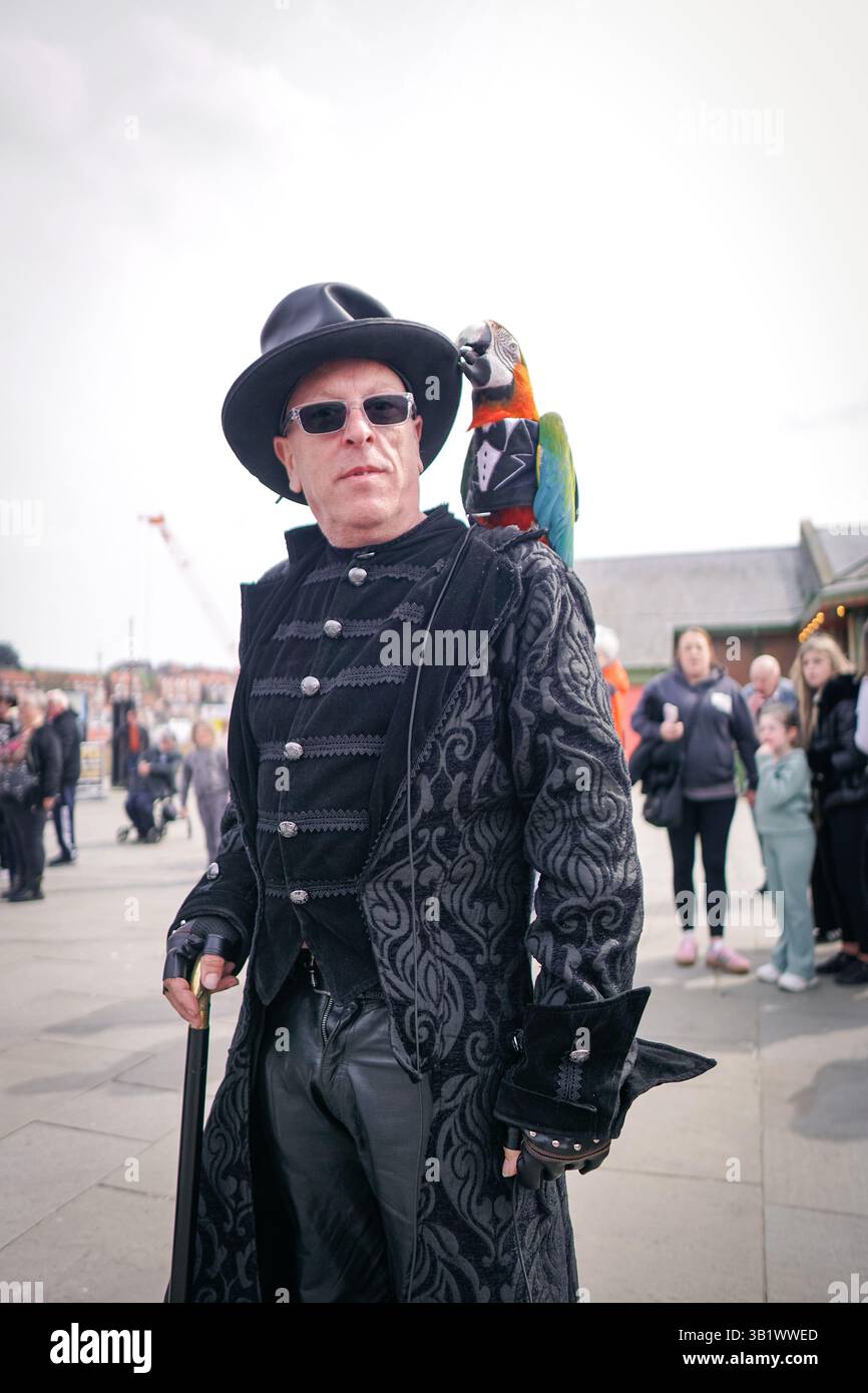 Whitby, United Kingdom, 26th. April, 2025. Gothic cosplayers gather in ...