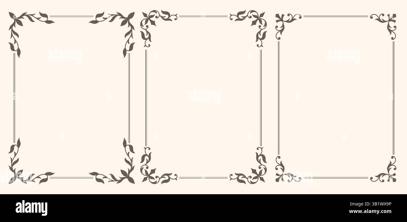 Set of ornamental filigree flourishes thin frames Stock Vector Image ...