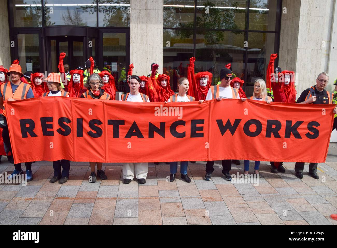 London, England, UK. 26th Apr, 2025. Extinction Rebellion's Red Rebels ...