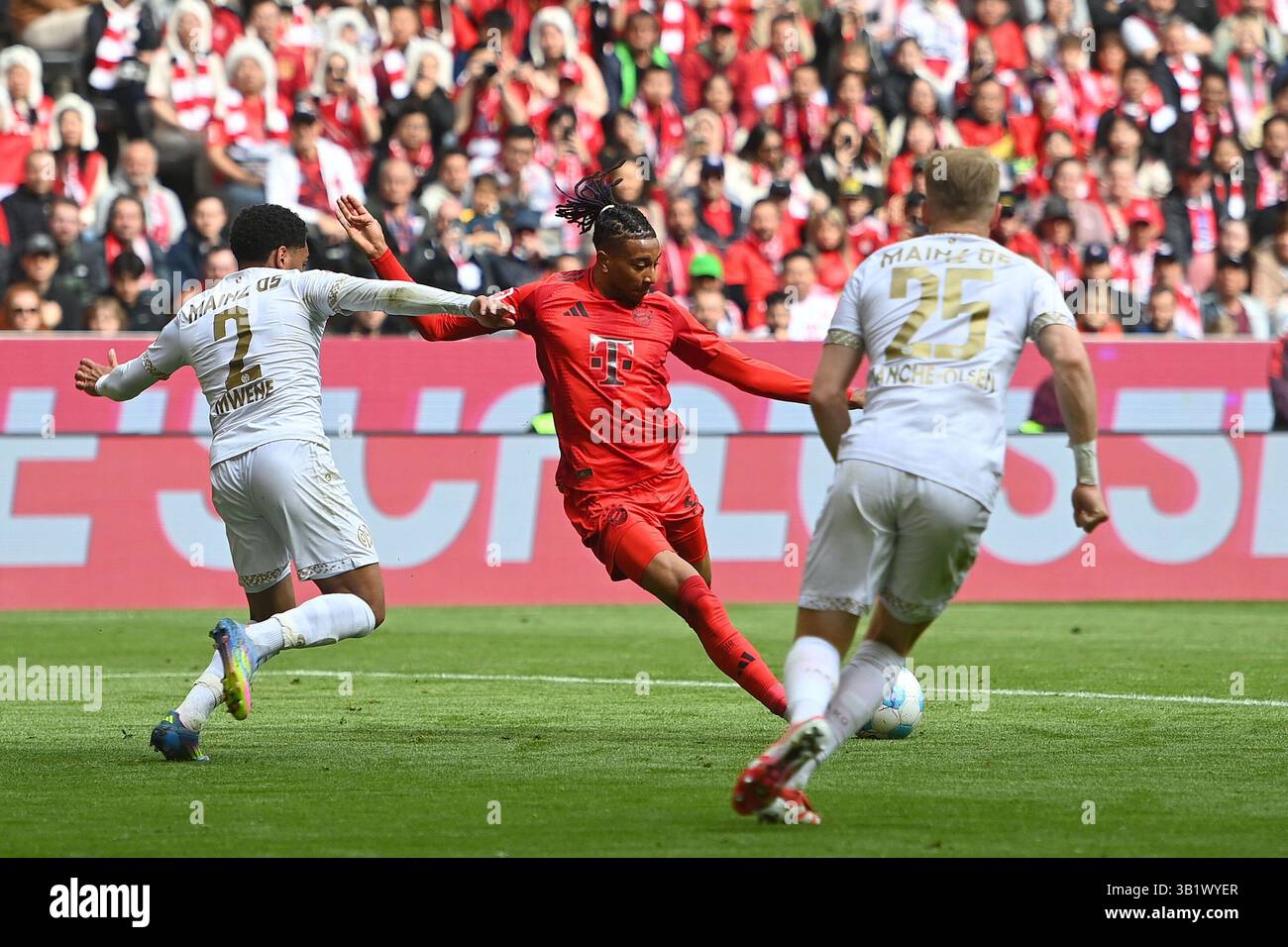 Munich, Deutschland. 26th Apr, 2025. Goal by Michael OLISE (FC Bayern ...