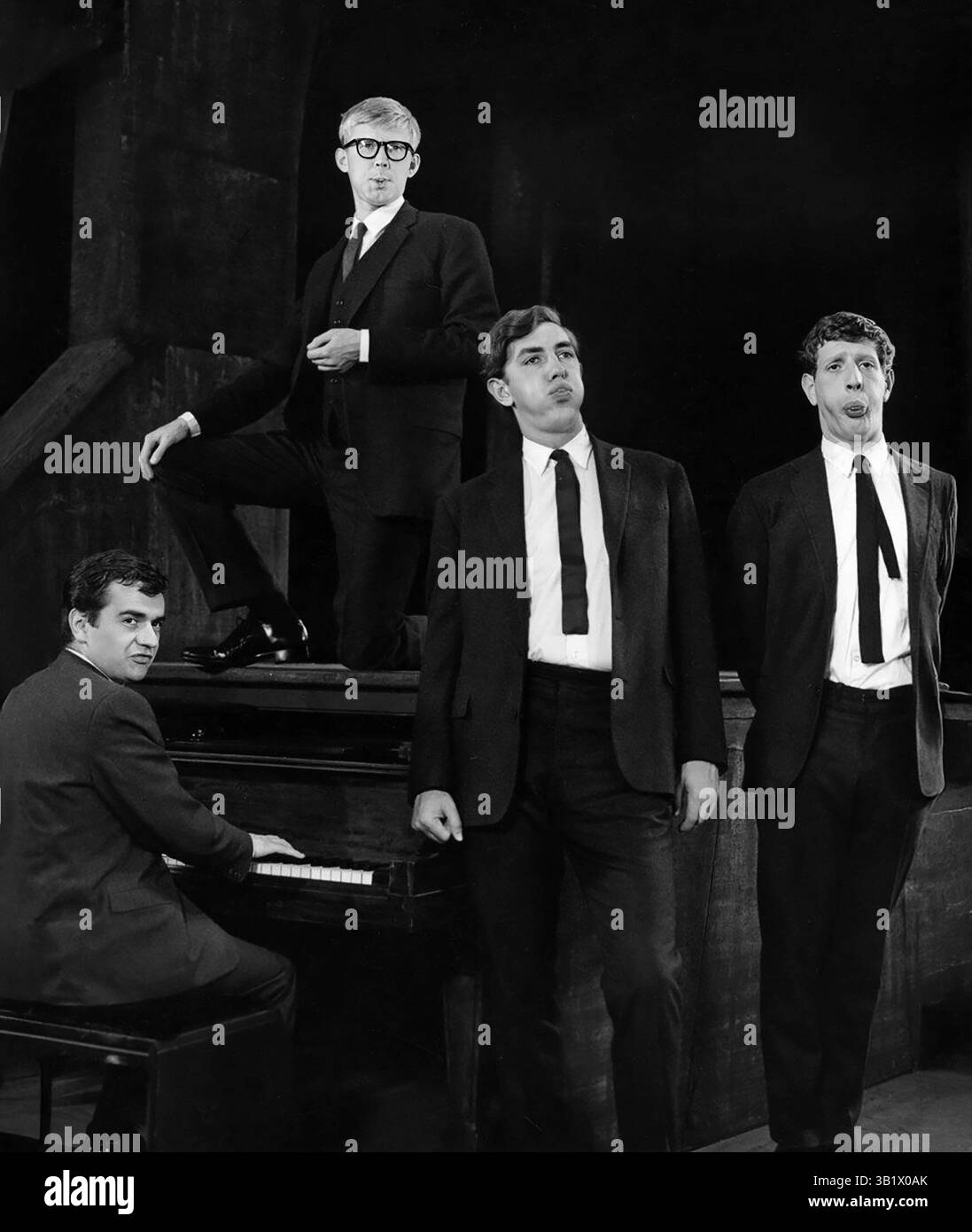 The cast of "Beyond the Fringe" on Broadway in New York. Publicity ...