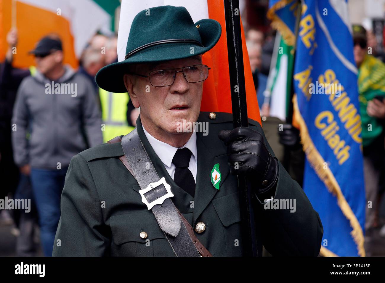 People take part in an anti-immigration protest in Dublin City centre ...