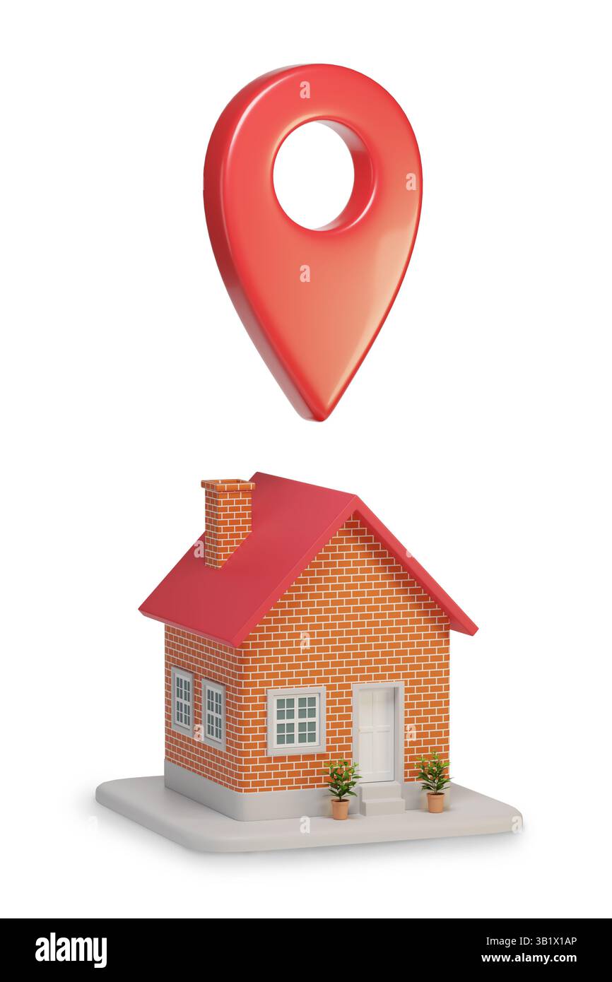 House with a pointer isolated on white background. Real estate concept ...