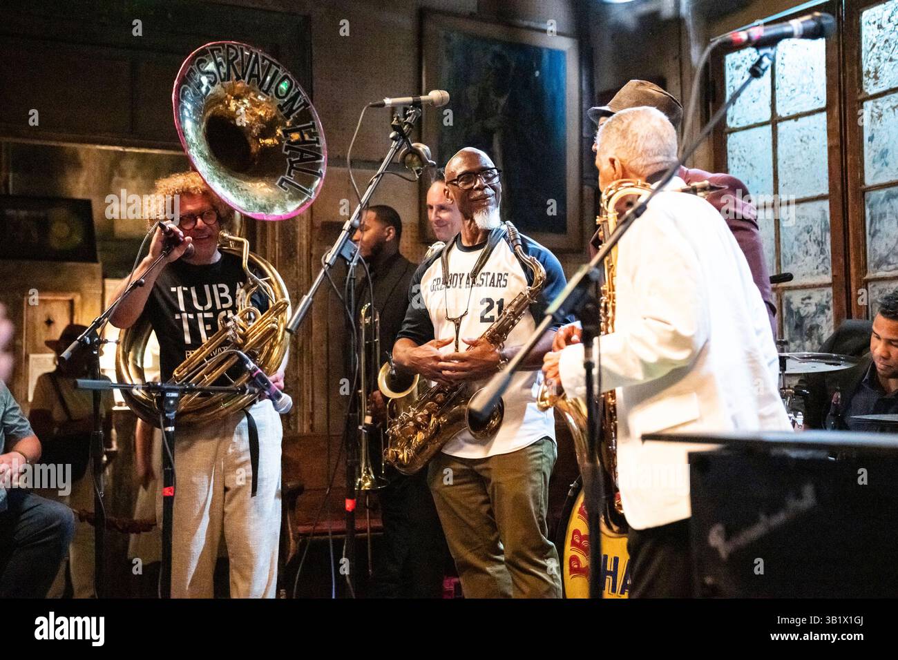 Ben Jaffe, left, and Karl Denson perform at Preservation Hall during ...