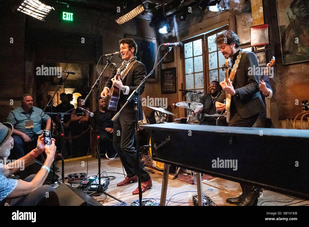 David Shaw, left, and John Maestas perform at Preservation Hall during the Midnight Preserves ...