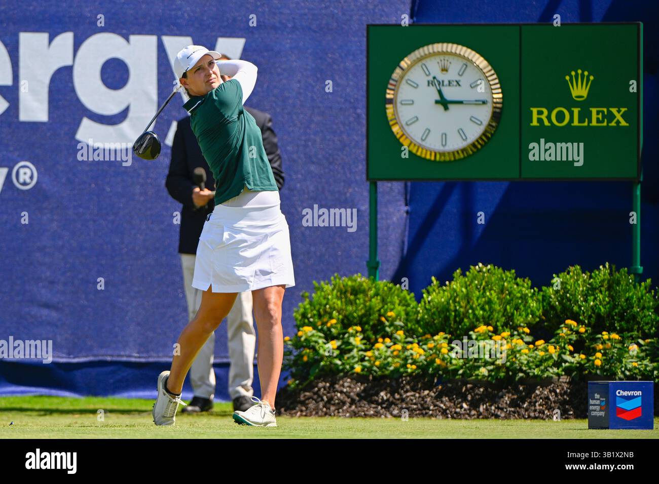 THE WOODLANDS, TX - APRIL 26: Lindy Duncan (USA) watches her tee shot ...