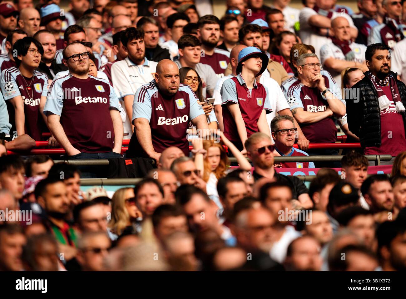 Aston Villa fans in the stands react during the Emirates FA Cup semi ...