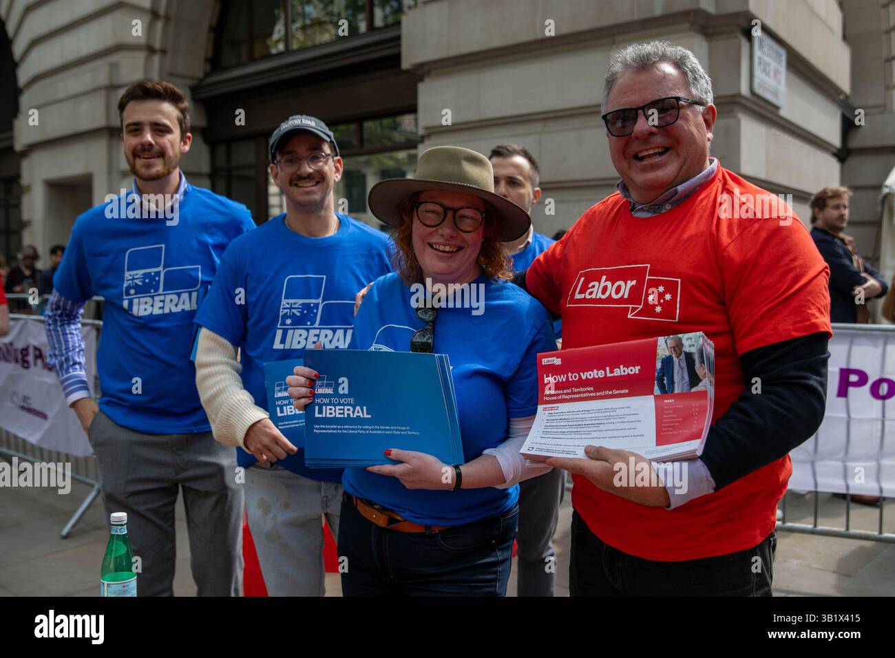 London, UK, 26th April 2025. Canvases hold political leaflets outside ...