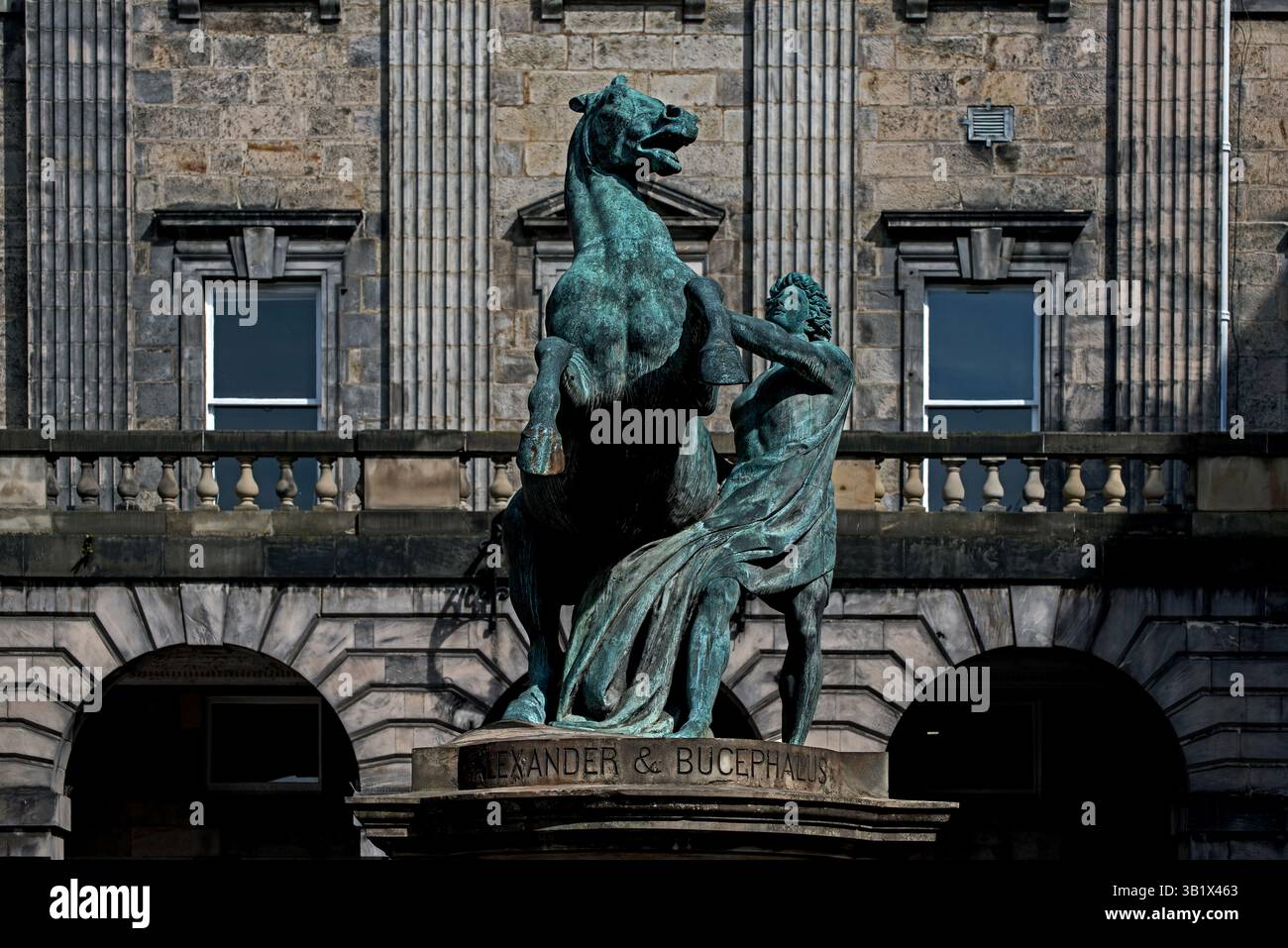 The bronze statue of Alexander the Great and his horse Bucephalus in ...