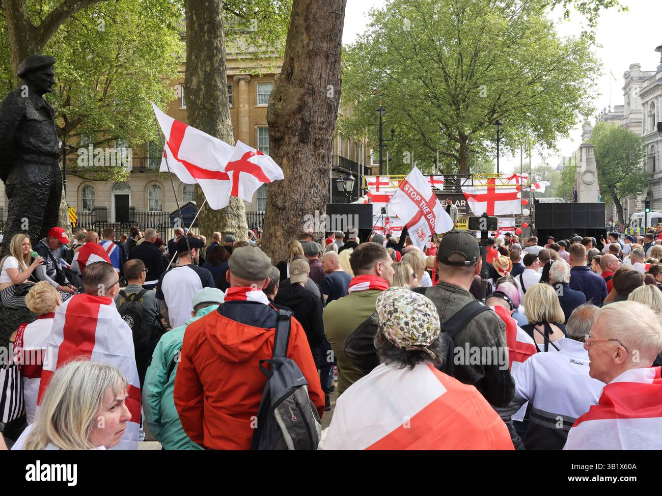 London, UK. English patriots gathered on Whitehall to celebrate St ...