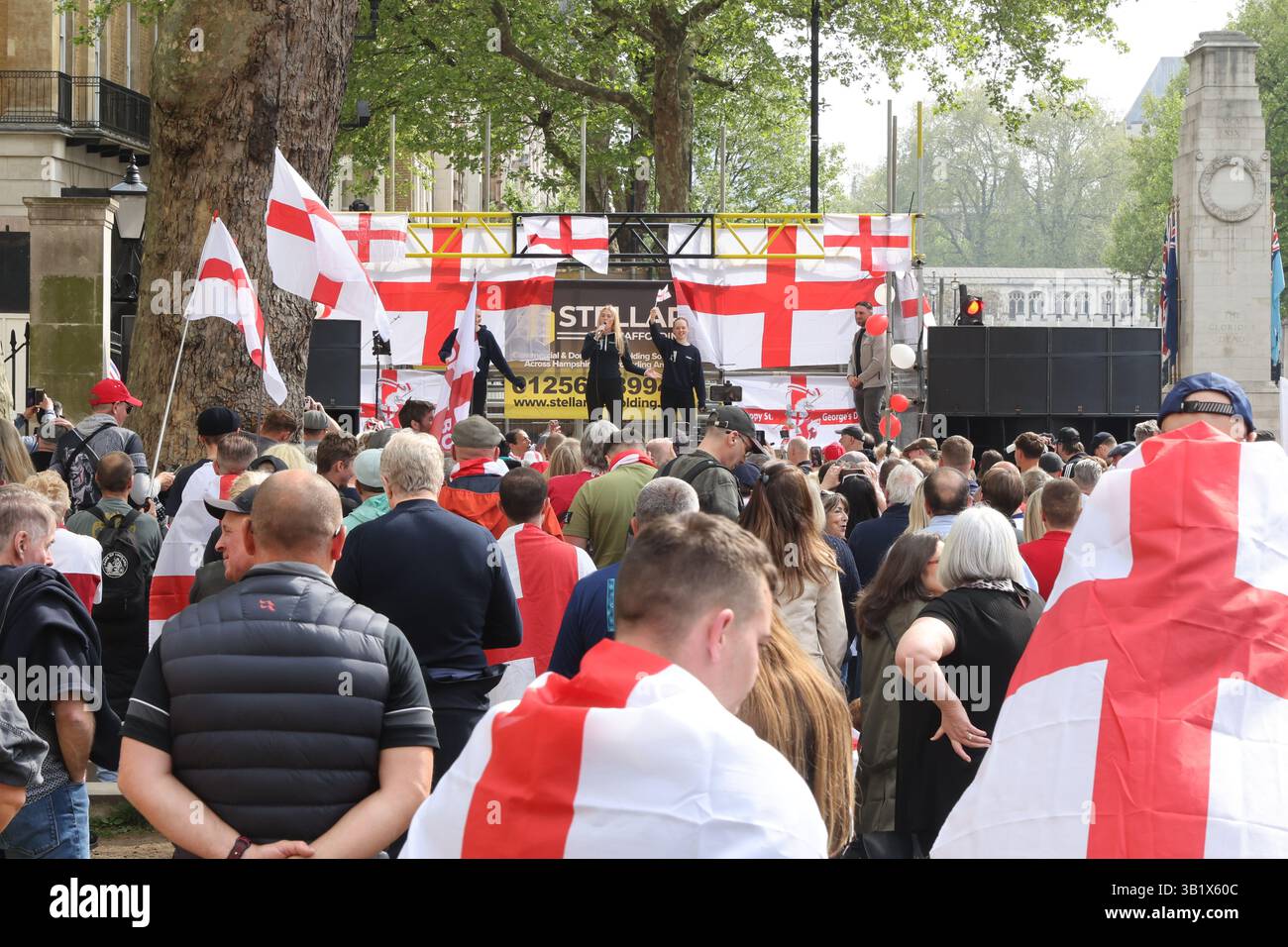 London, UK. English patriots gathered on Whitehall to celebrate St ...