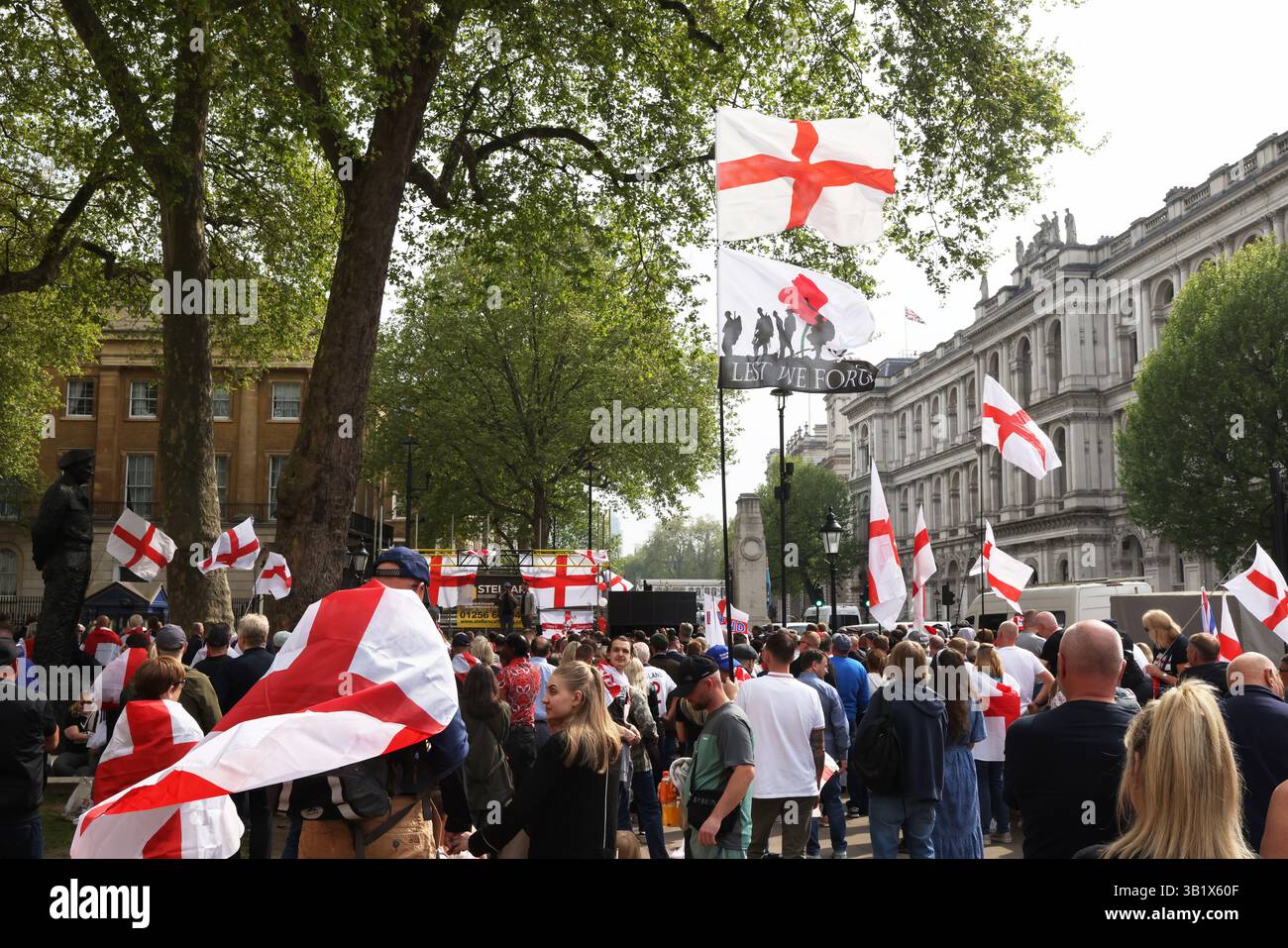 London, UK. English patriots gathered on Whitehall to celebrate St ...