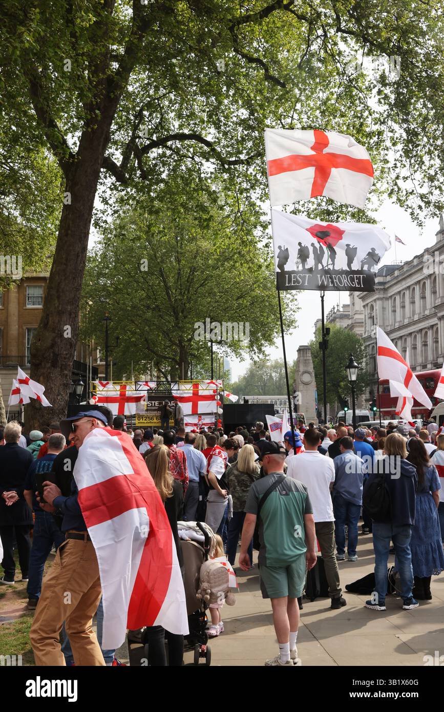 London, UK. English patriots gathered on Whitehall to celebrate St ...