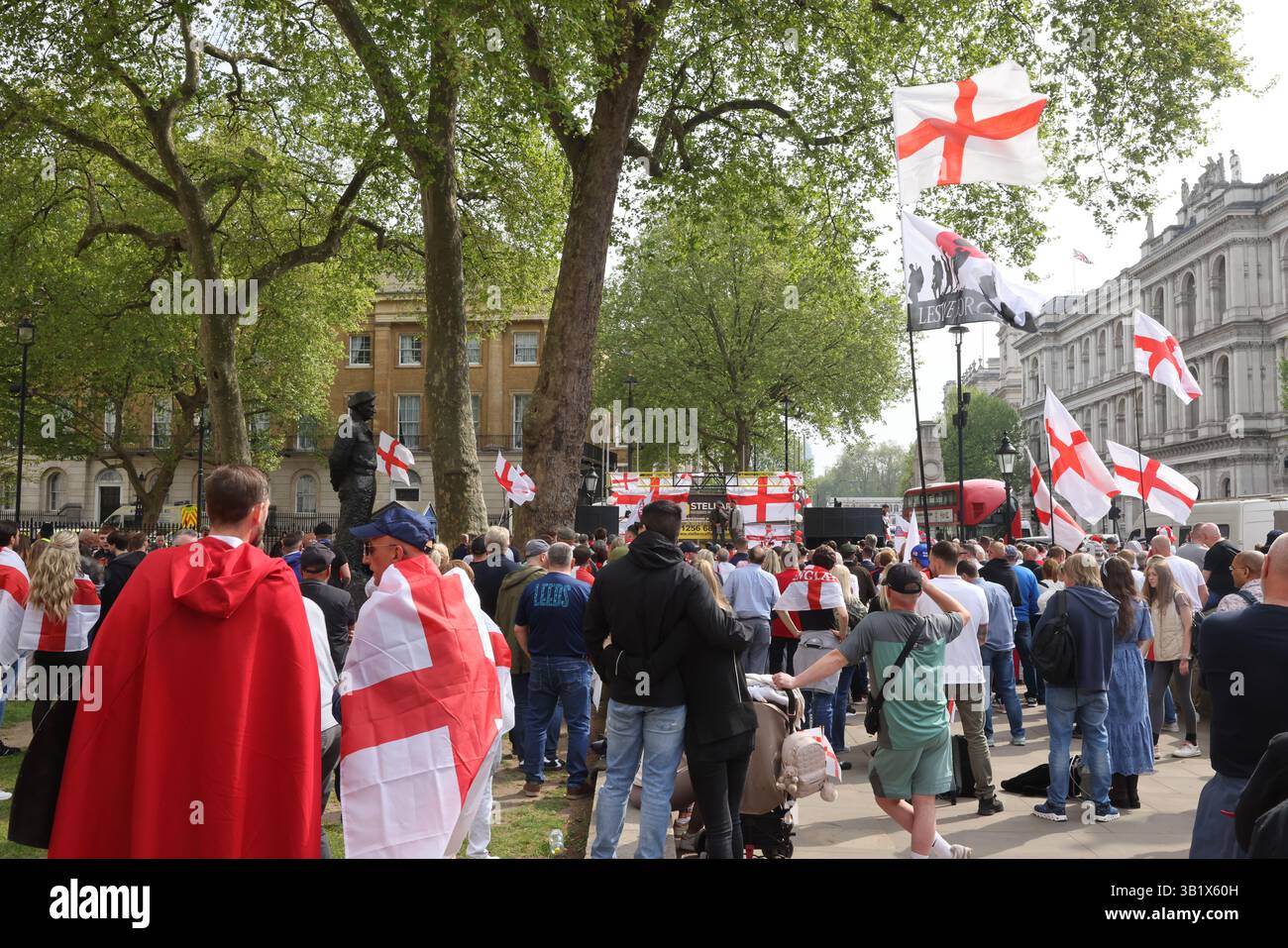 London, UK. English patriots gathered on Whitehall to celebrate St ...