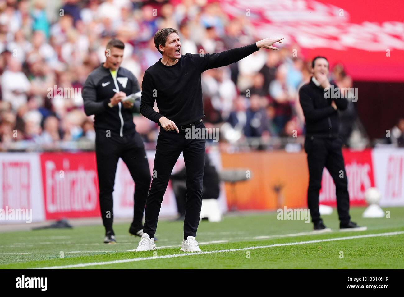 Crystal Palace manager Oliver Glasner gestures on the touchline during ...