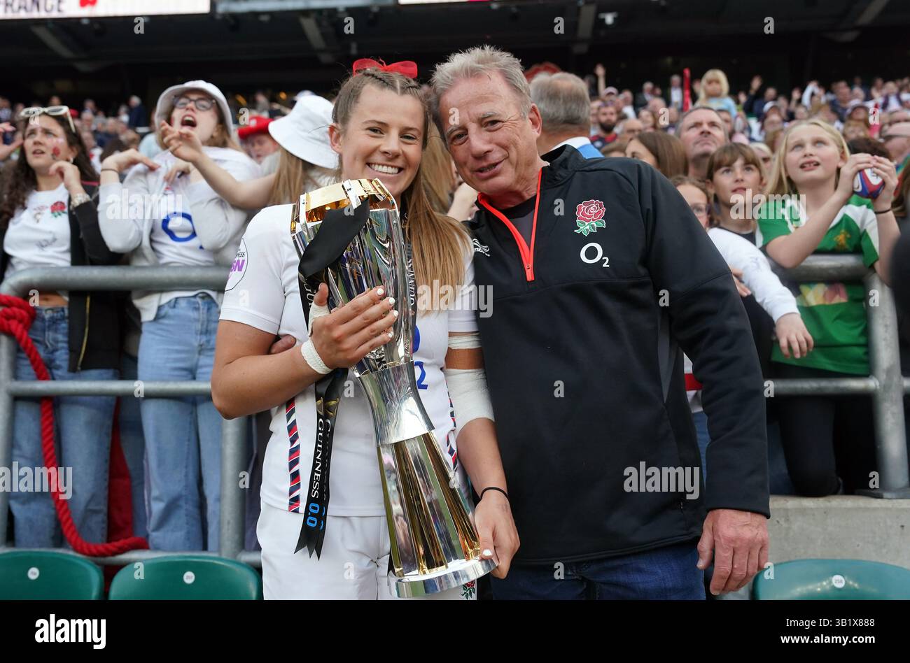 England's Zoe Harrison celebrates with the trophy after the Guinness ...
