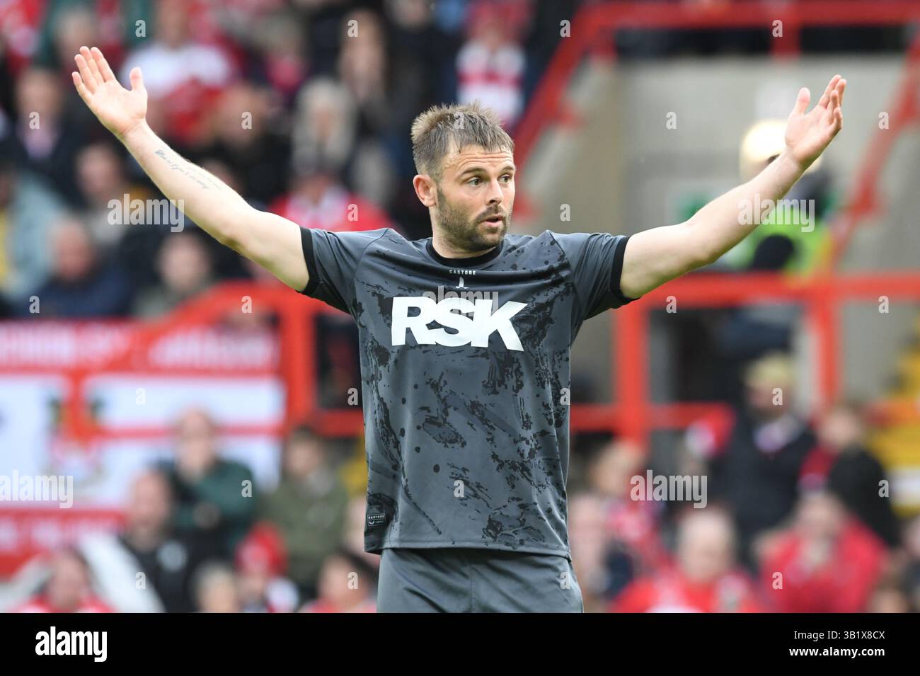 Wrexham, UK. 26th Apr 2025. Matty Godden during the Sky Bet EFL League ...