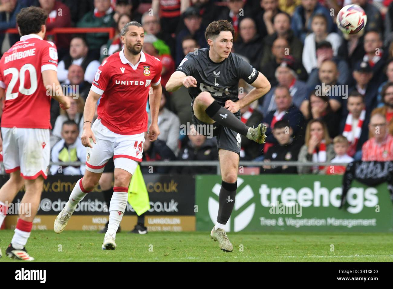 Wrexham, UK. 26th Apr 2025. Conor Coventry and Jay Rodriguez during the ...