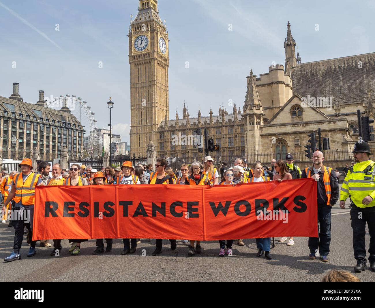 London, UK. 26 April 2025. Resistance Works. Hundreds of Just Stop Oil ...