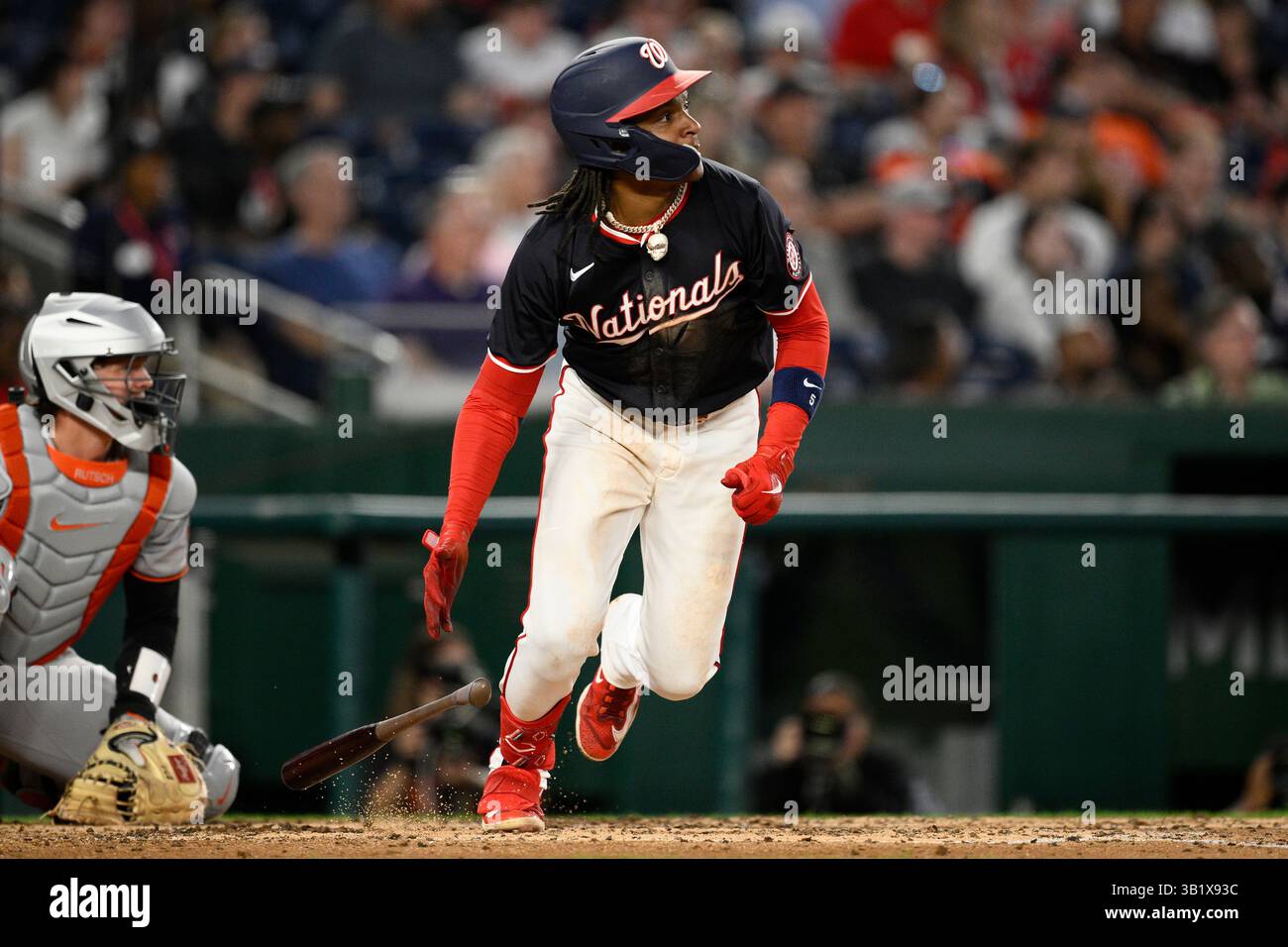 Washington Nationals' CJ Abrams in action during a baseball game ...