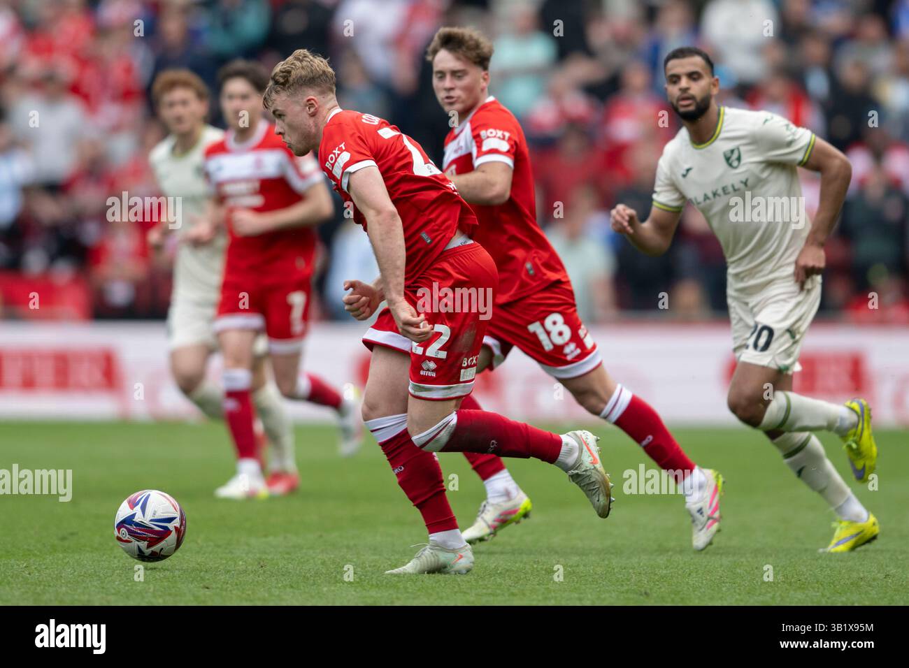 Middlesbrough's Tommy Conway drives forward during the Sky Bet ...
