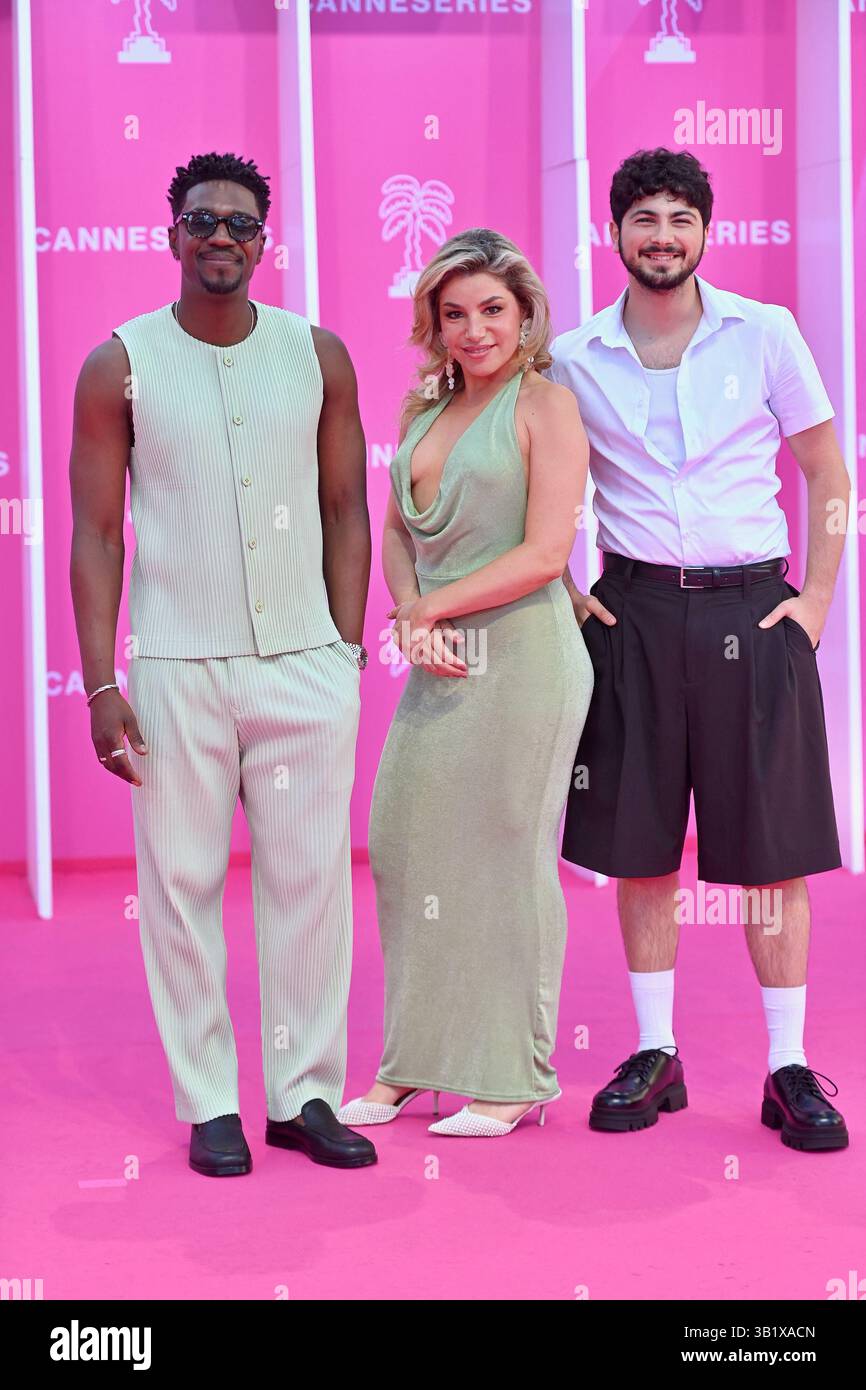 David Baiot, Lola Marois and Florian Abboud during the 8th Canneseries International Festival on ...