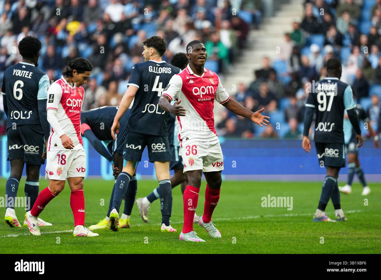 36 Breel EMBOLO (asm) during the Ligue 1 MCDonald's match between Le Havre and Monaco at Stade ...