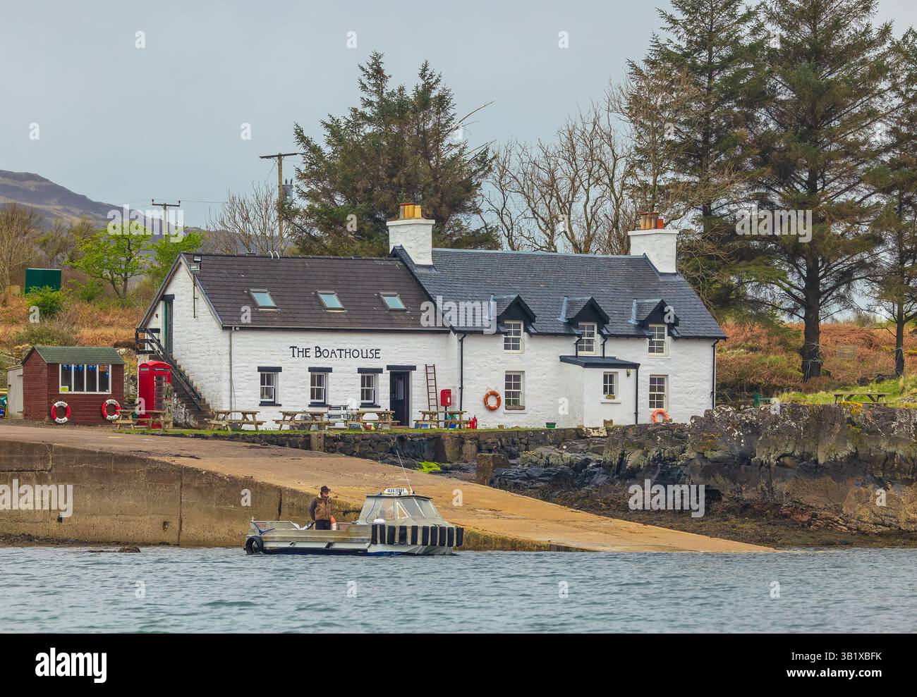 Ulva, Mull, Scotland. April 18 2025. Ulva Ferry boat waiting for ...