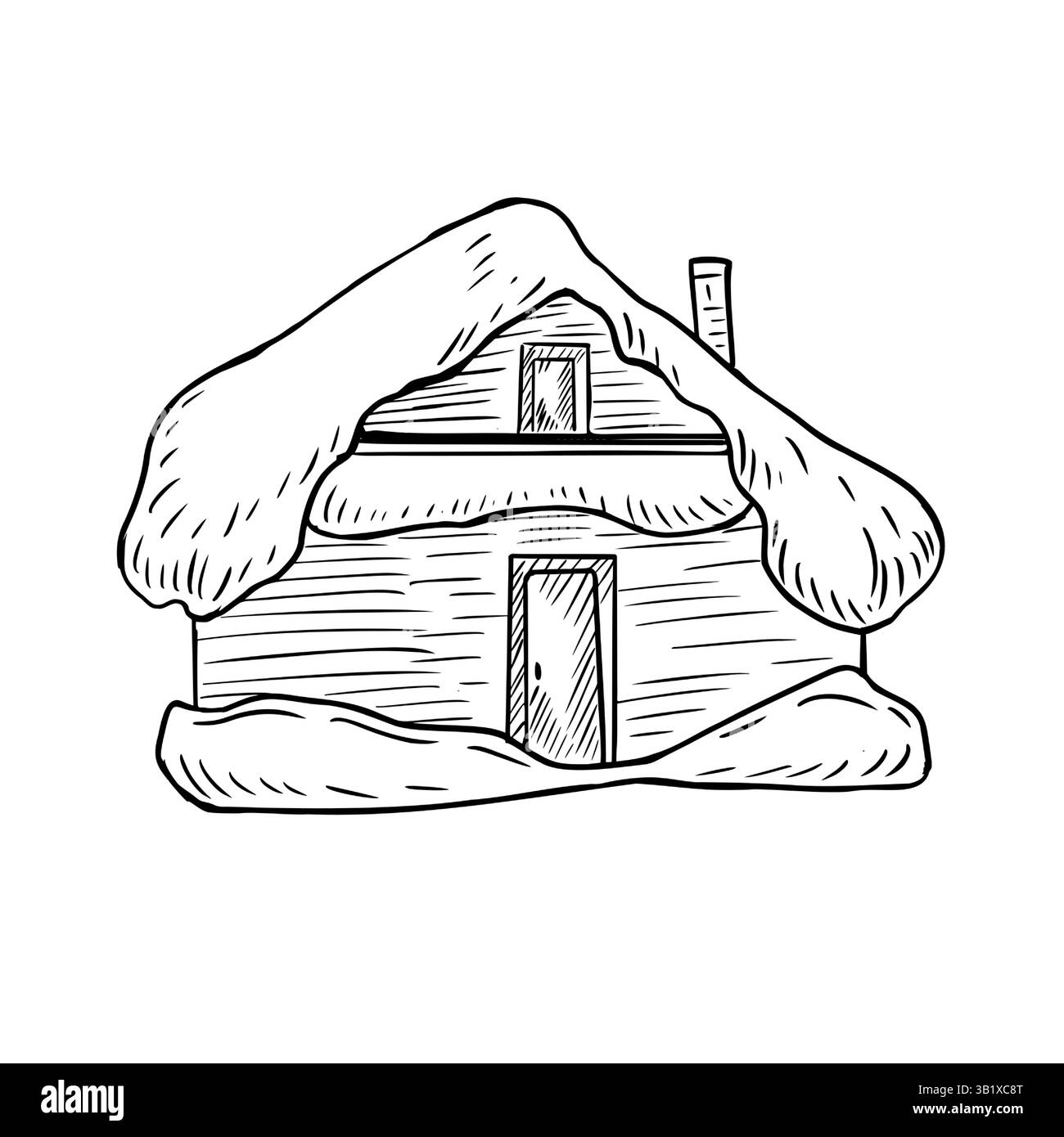 Wooden house hut winter Black and White Stock Photos & Images - Alamy