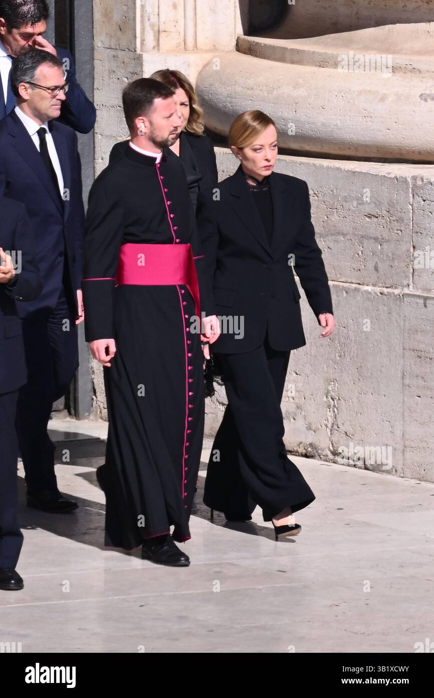 Rome, Italy. 26th Apr, 2025. Giorgia Meloni during the Funeral Mass of ...