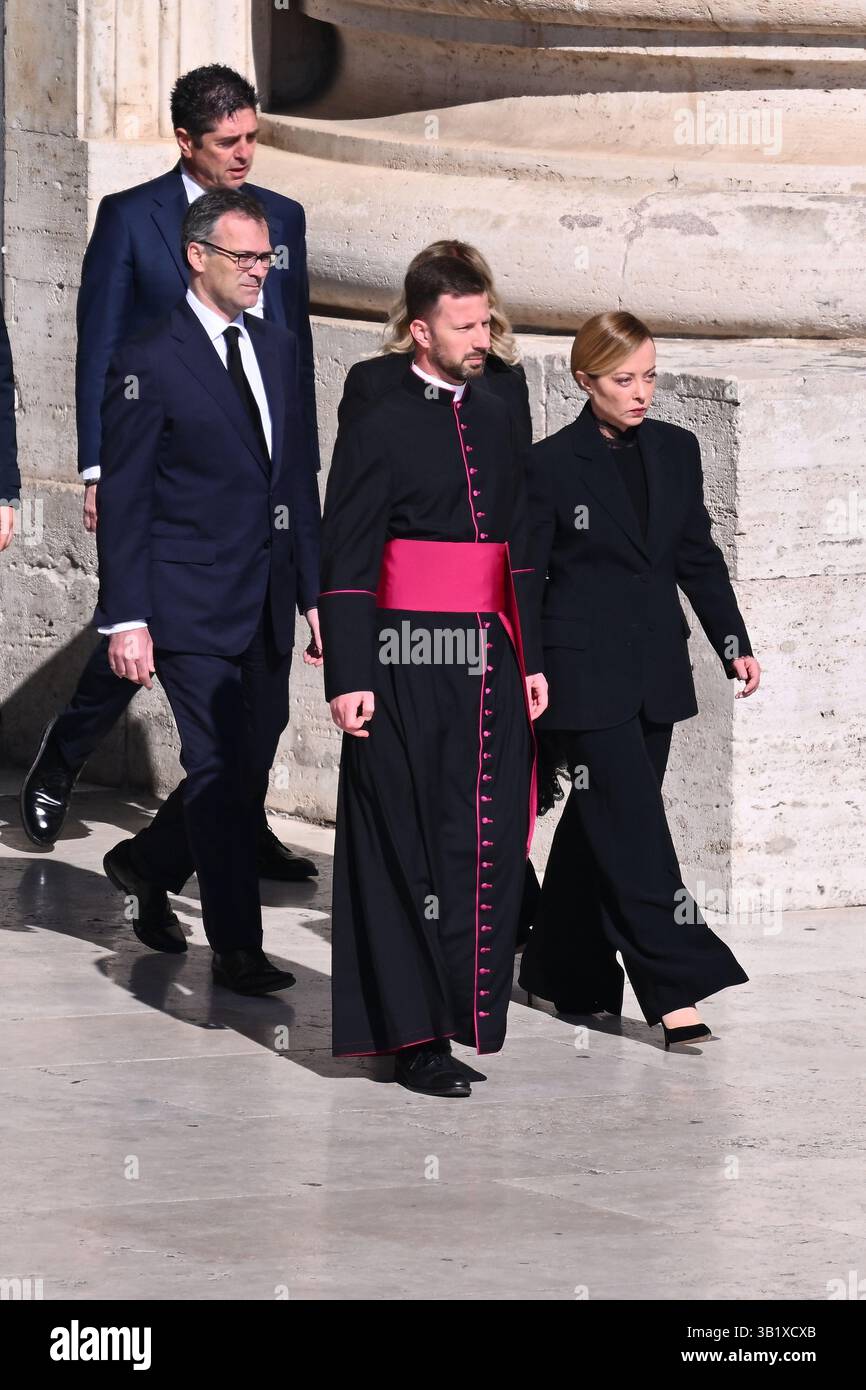 Rome, Italy. 26th Apr, 2025. Giorgia Meloni during the Funeral Mass of ...