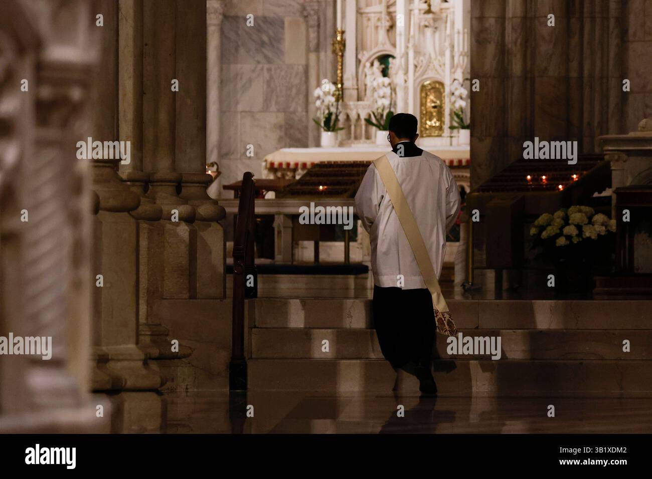 New York, United States. 26th Apr, 2025. Priests and Eucharistic ...