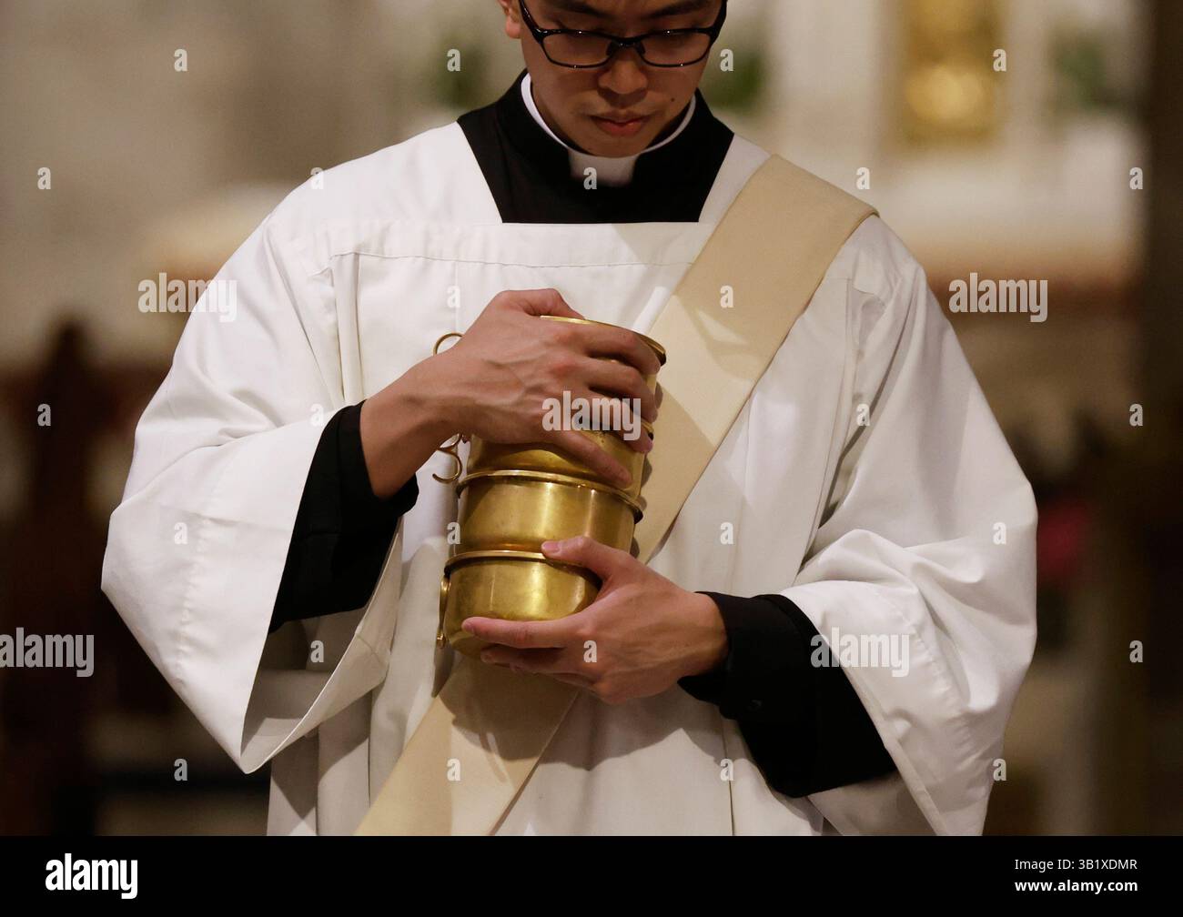 New York, United States. 26th Apr, 2025. Priests and Eucharistic ...