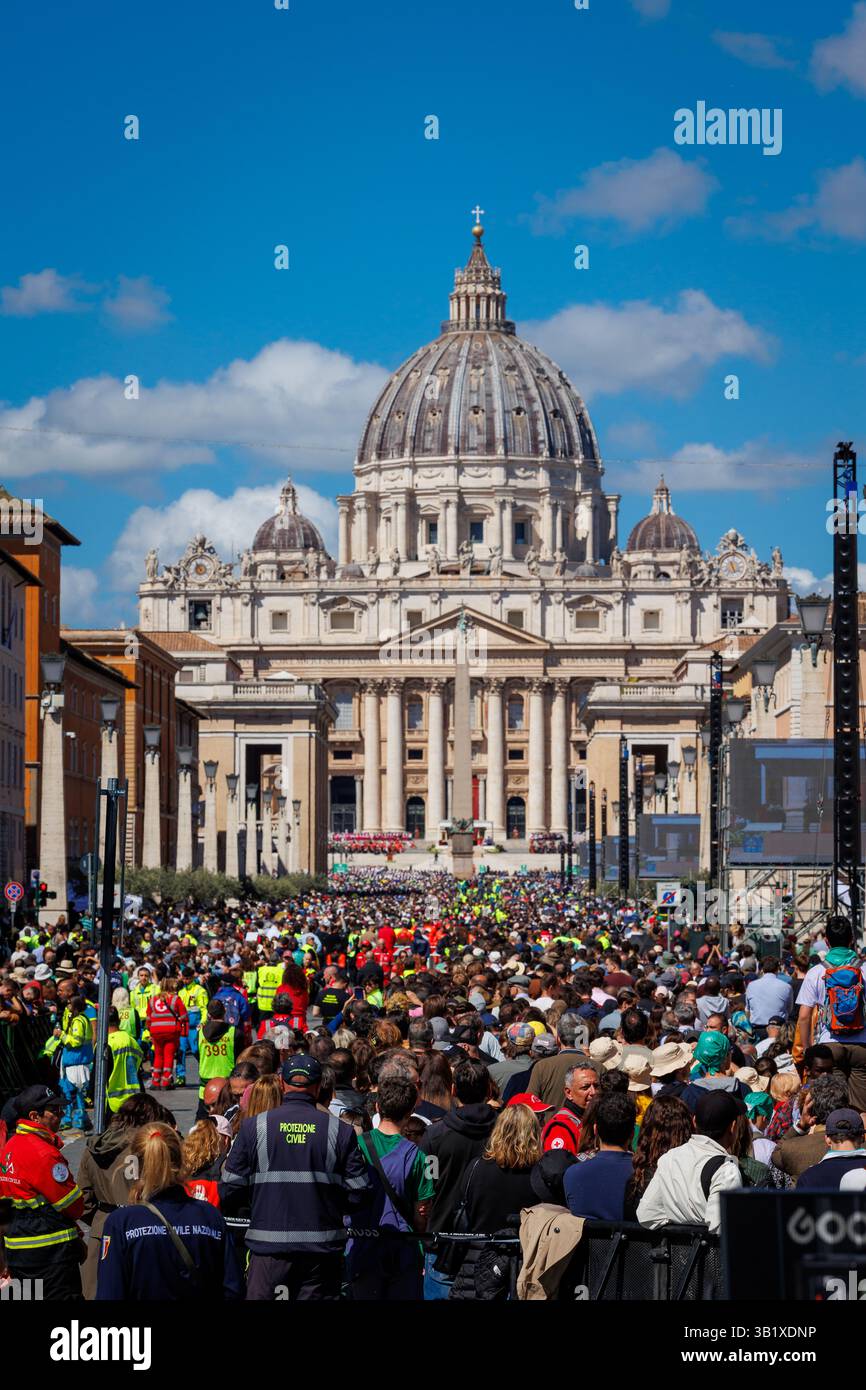 Rome, Italy - April 26, 2025: St. Peter's Square and Via della ...