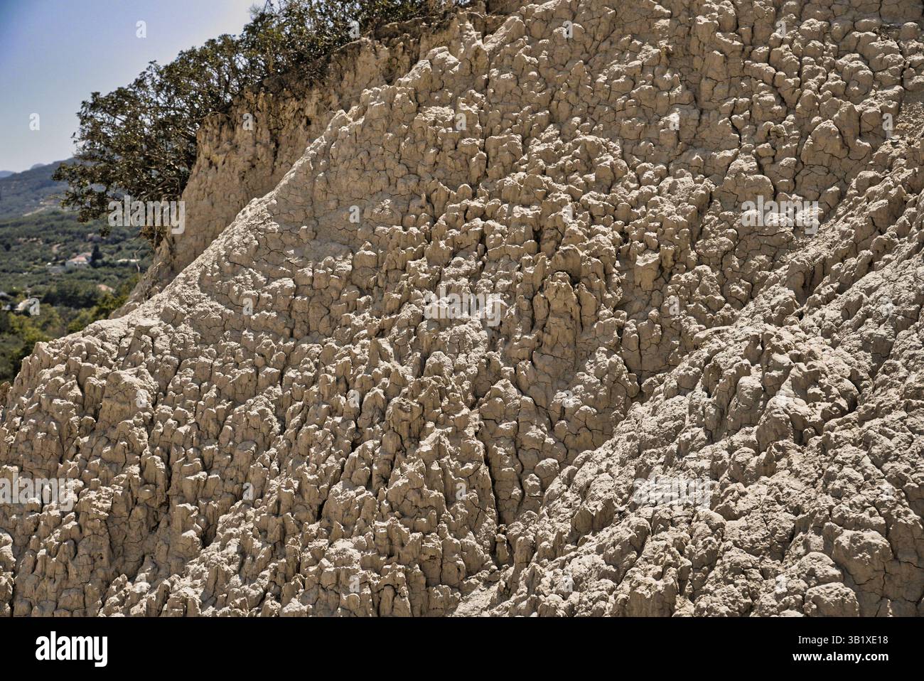 Detail of structures of eroded hills of Komolithi earth pyramids on the ...