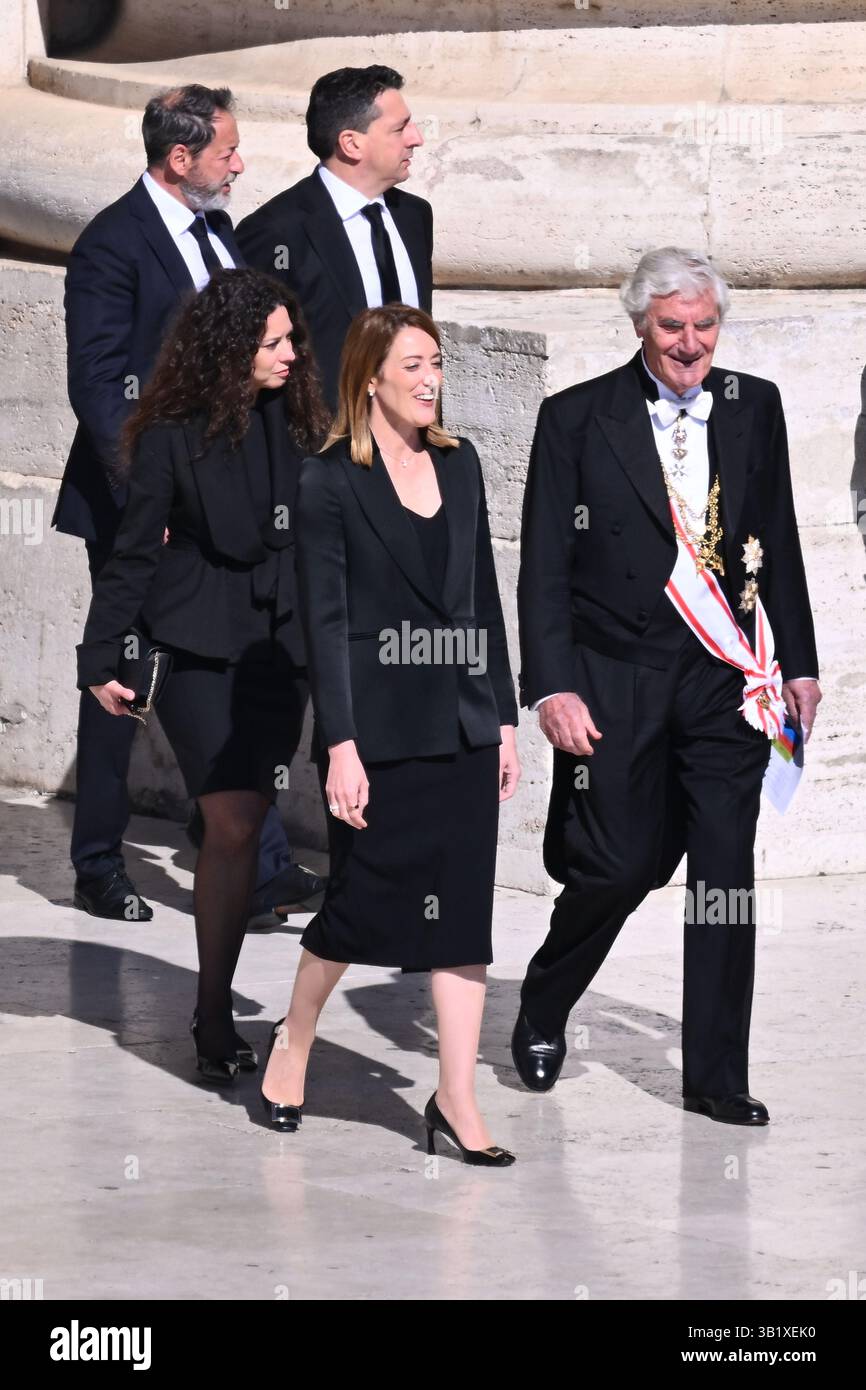 Roberta Metsola during the Funeral Mass of the Holy Father Pope Francis ...