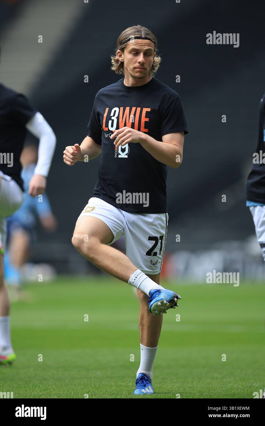 Milton Keynes Dons Forward Danilo Orsi-Dadomo (21) Warms Up before kick ...