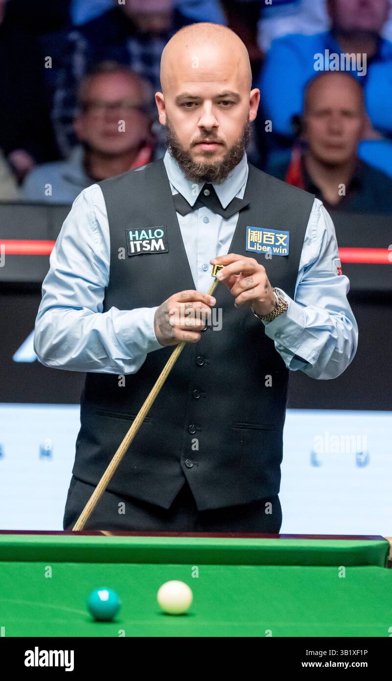 Luca Brecel during his match against Ding Junhui, on day eight of the ...
