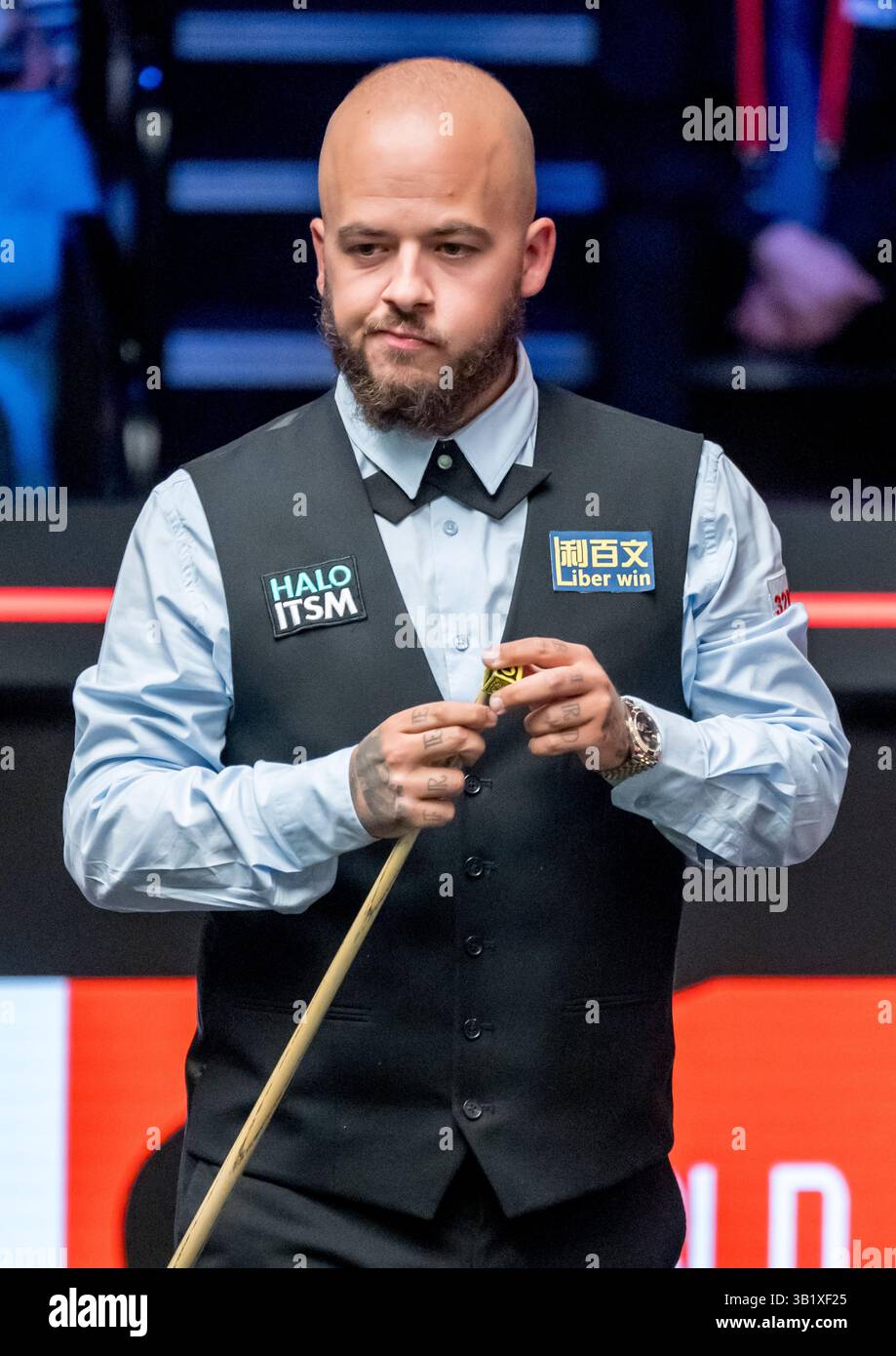 Luca Brecel during his match against Ding Junhui, on day eight of the ...
