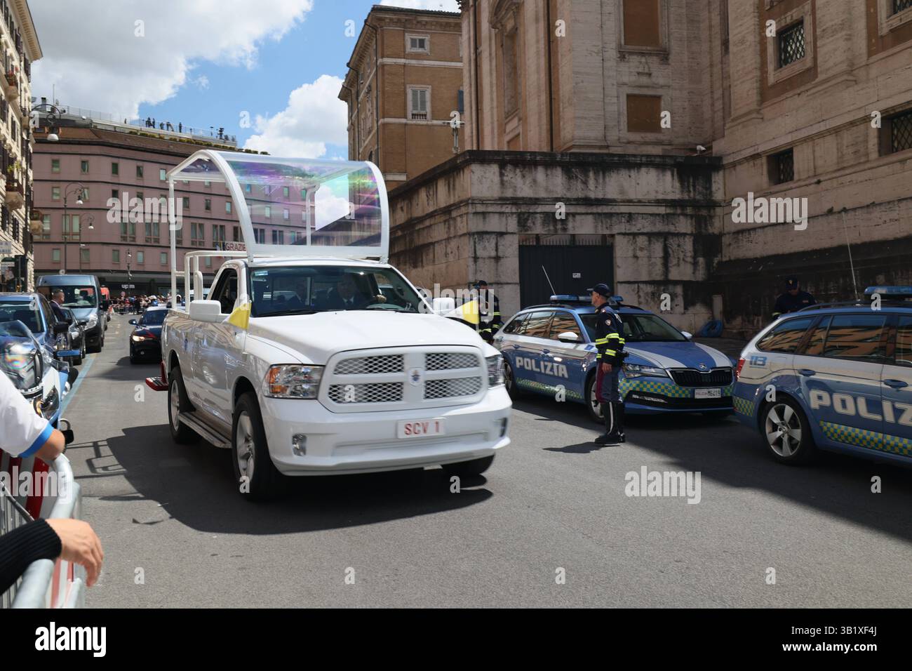 Funeral procession with the coffin of Pope Francis in Rome, Italy. Rome ...