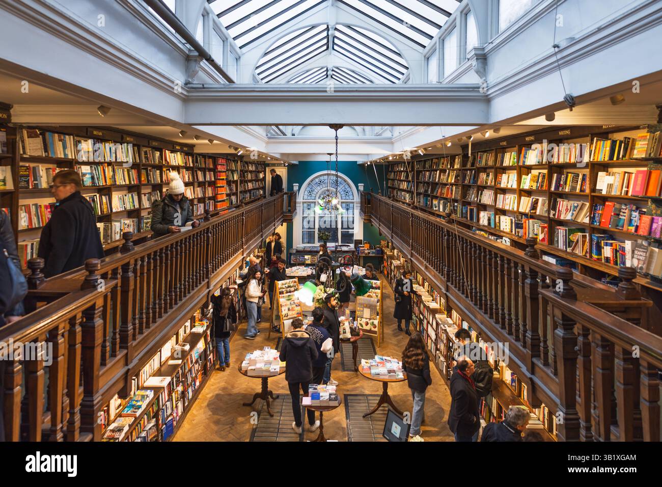Interior View of Daunt Books with Wooden Shelves in Historic Setting ...