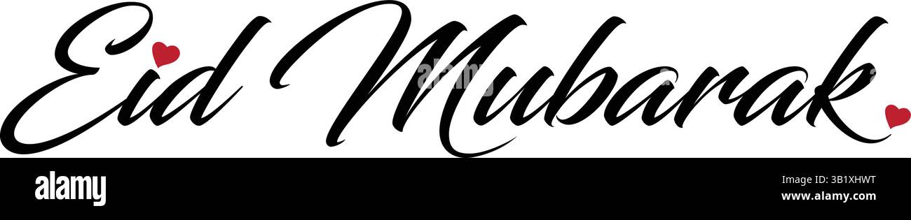 Elegant Eid Mubarak Cursive Typography with Red Heart Accents – Festive ...